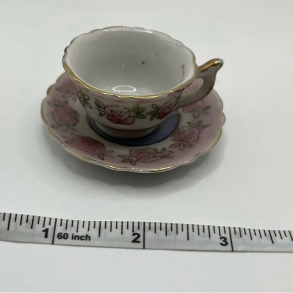 Art | Mini Tea Cup And Saucer Pink Flowers Gold Made In Japan Gold Trim ...